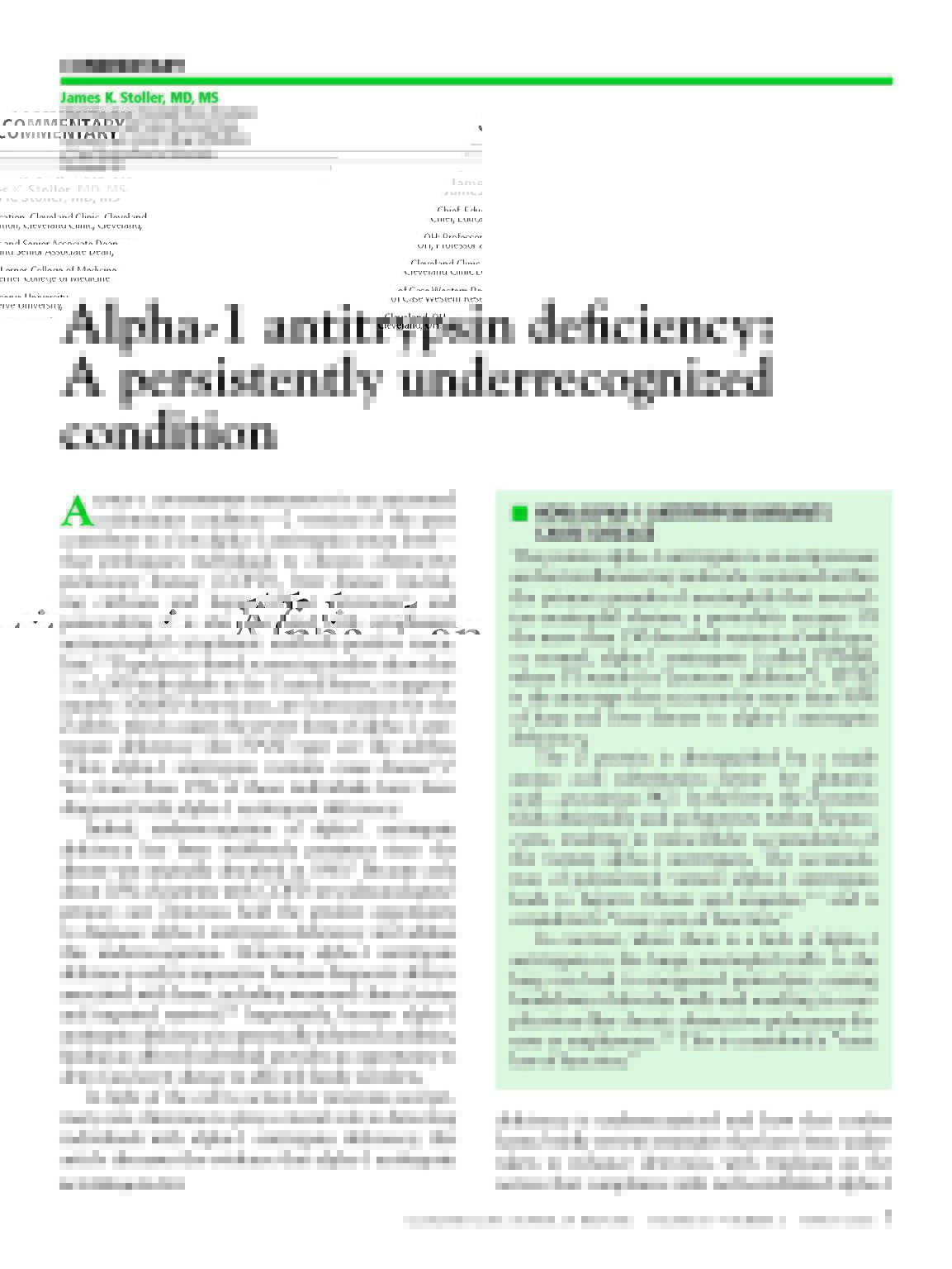 Alpha-1 antitrypsin deficiency: A persistently underrecognized ...